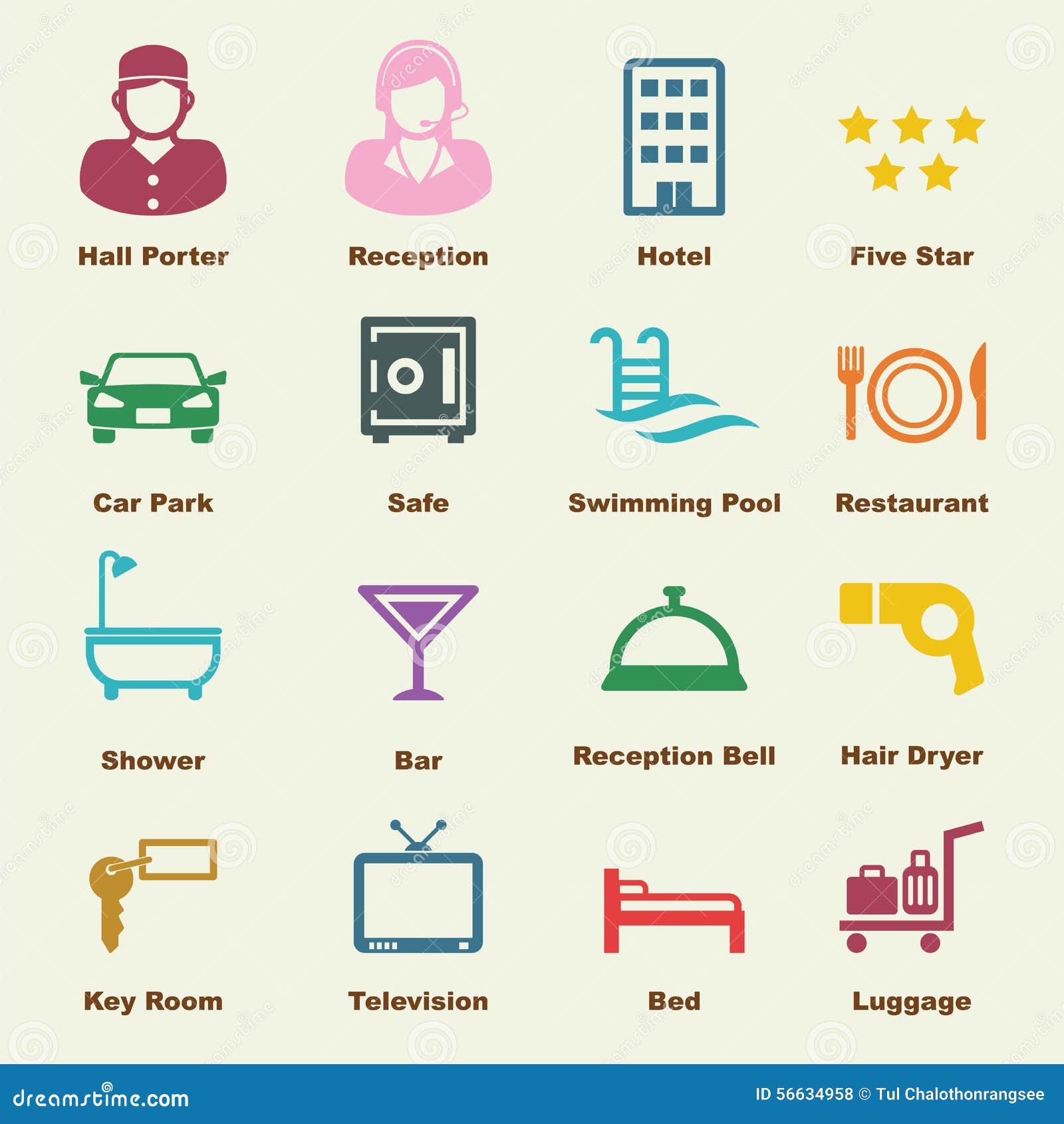 Hotel elements stock vector. Illustration of relax, room - 56634958