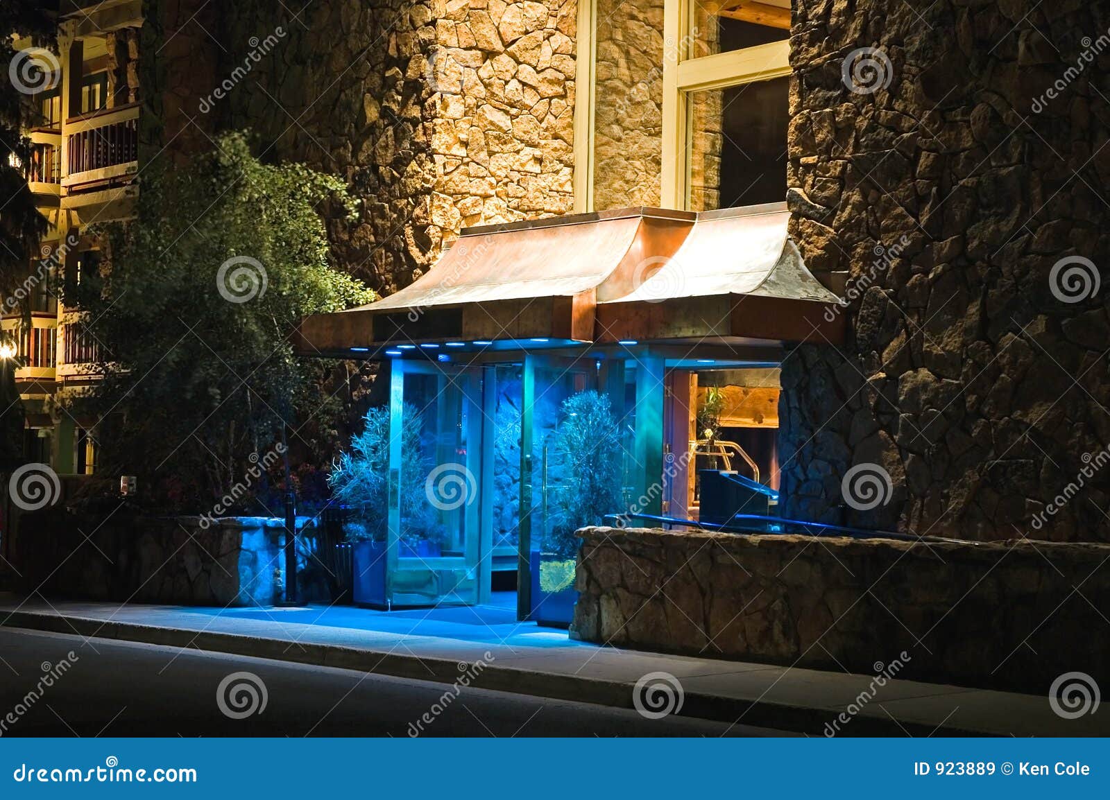 Hotel Entrance at Night stock image. Image of hospitality - 923889