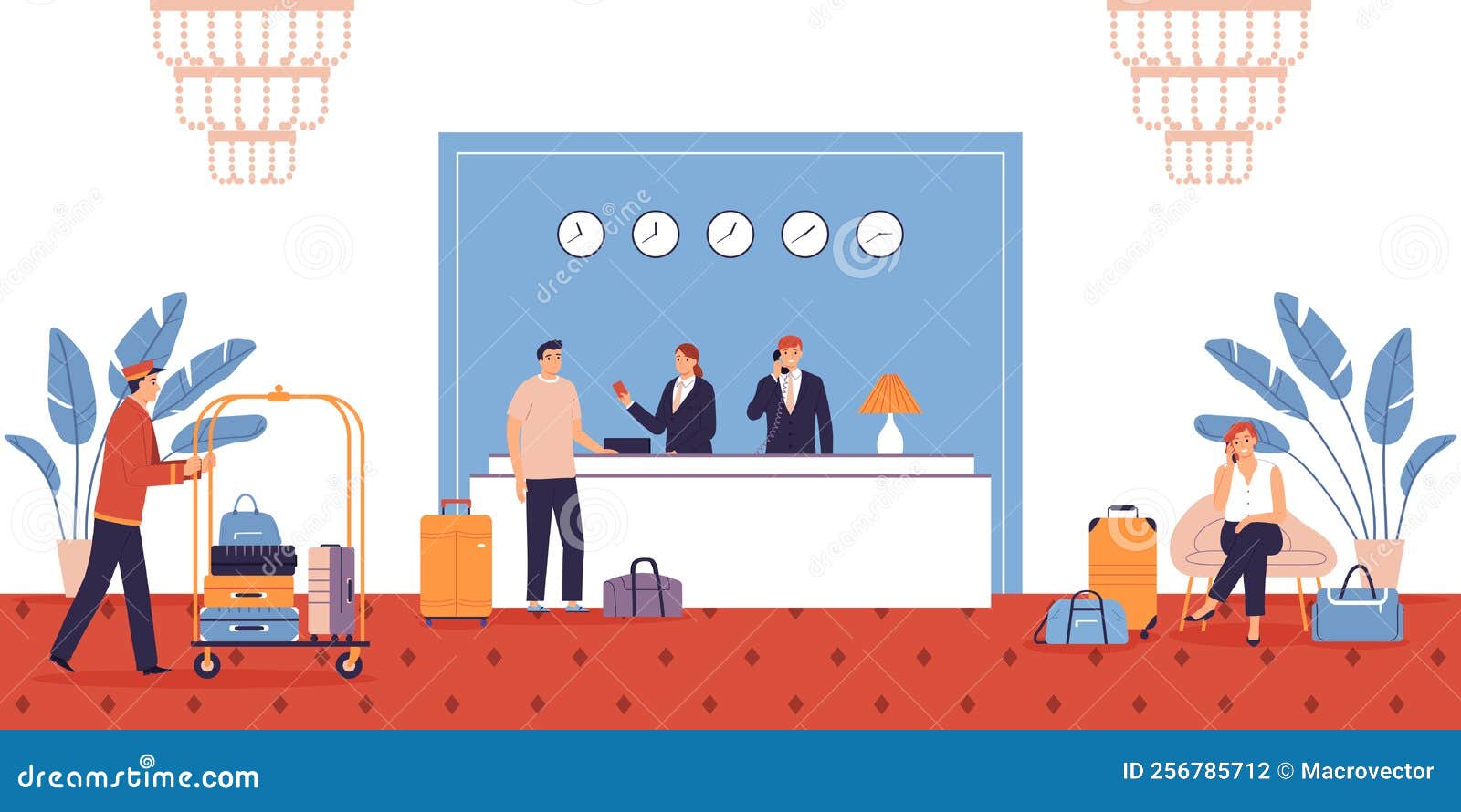 Hotel Flat Illustration stock illustration. Illustration of design ...