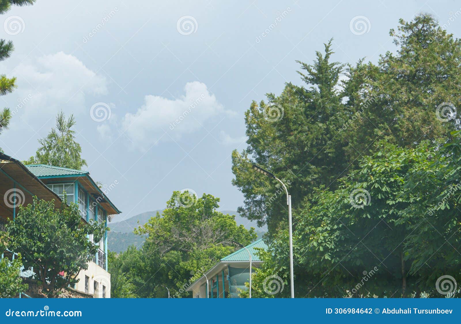 Hotel at the Foot of the Mountain Stock Photo - Image of tree, colours ...