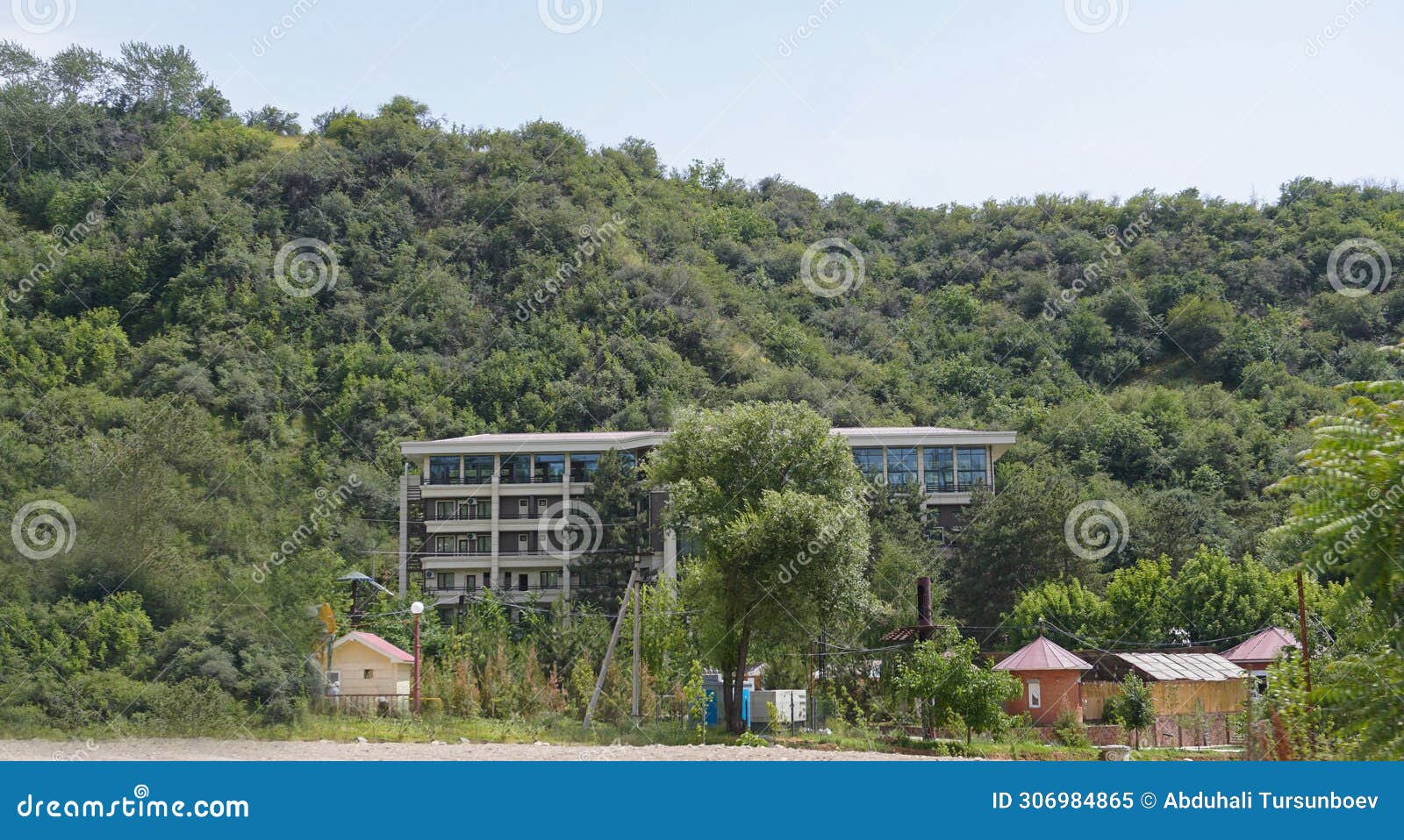 Hotel at the Foot of the Mountain Stock Image - Image of color ...