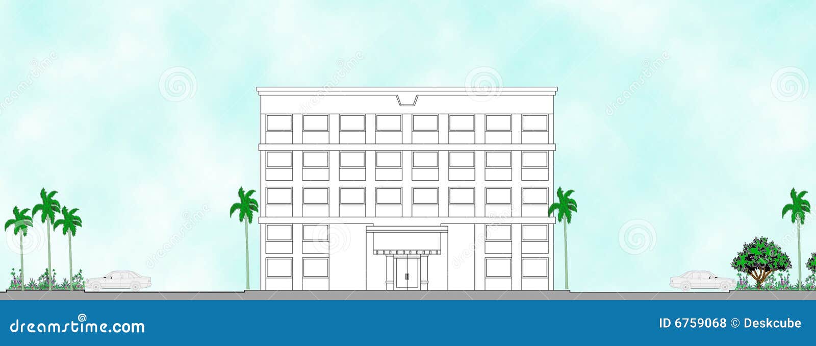 Hotel Front Elevation With Parking Picture. Image: 6759068