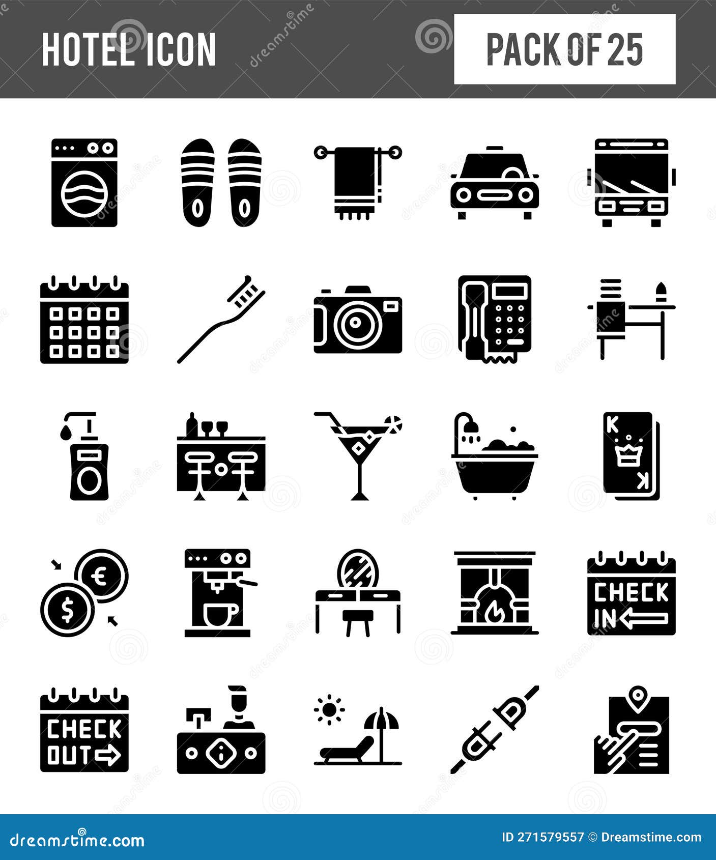 Hotel Glyph Icon Set, Service Symbols Collection, Vector Sketches, Logo ...
