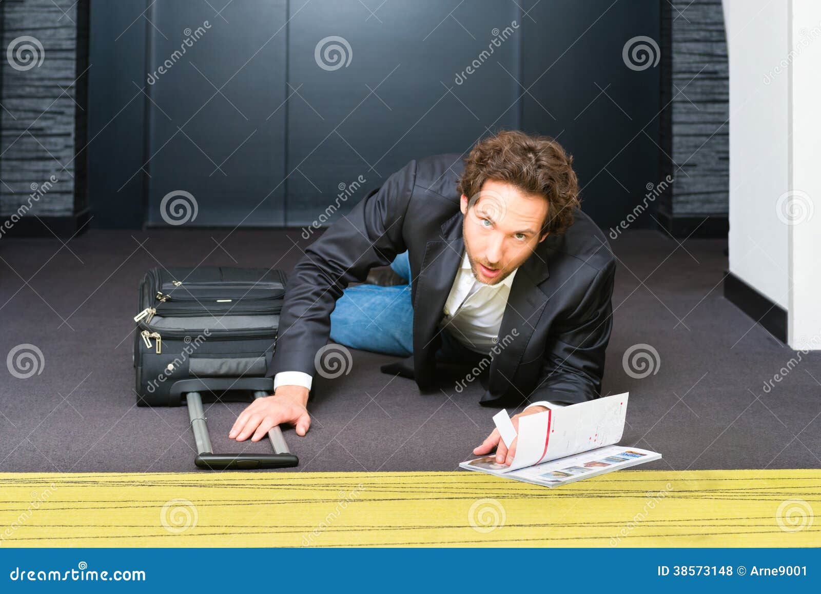 Hotel Guest Stumble in the Corridor Stock Photo - Image of flounder ...