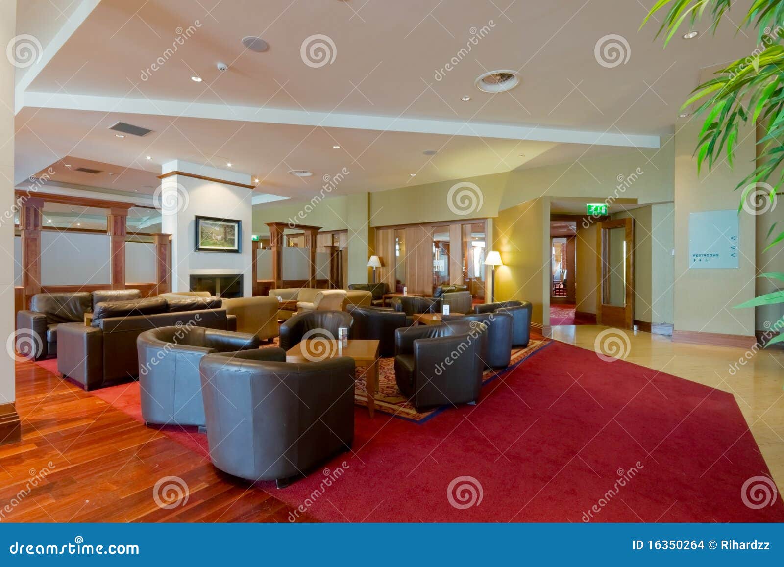 Hotel Hall Interior with Leather Arm-chairs Stock Photo - Image of ...