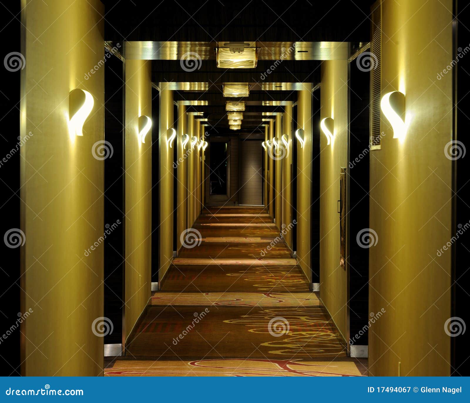 Hotel hallway stock image. Image of lamps, hallway, golden - 17494067