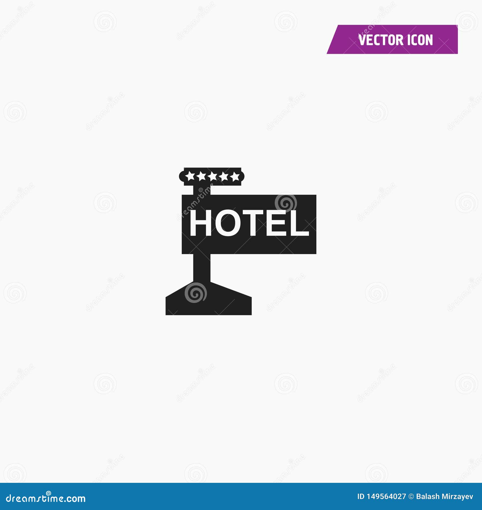 Black Hotel Road Sign with Direction Board. Stock Vector - Illustration ...