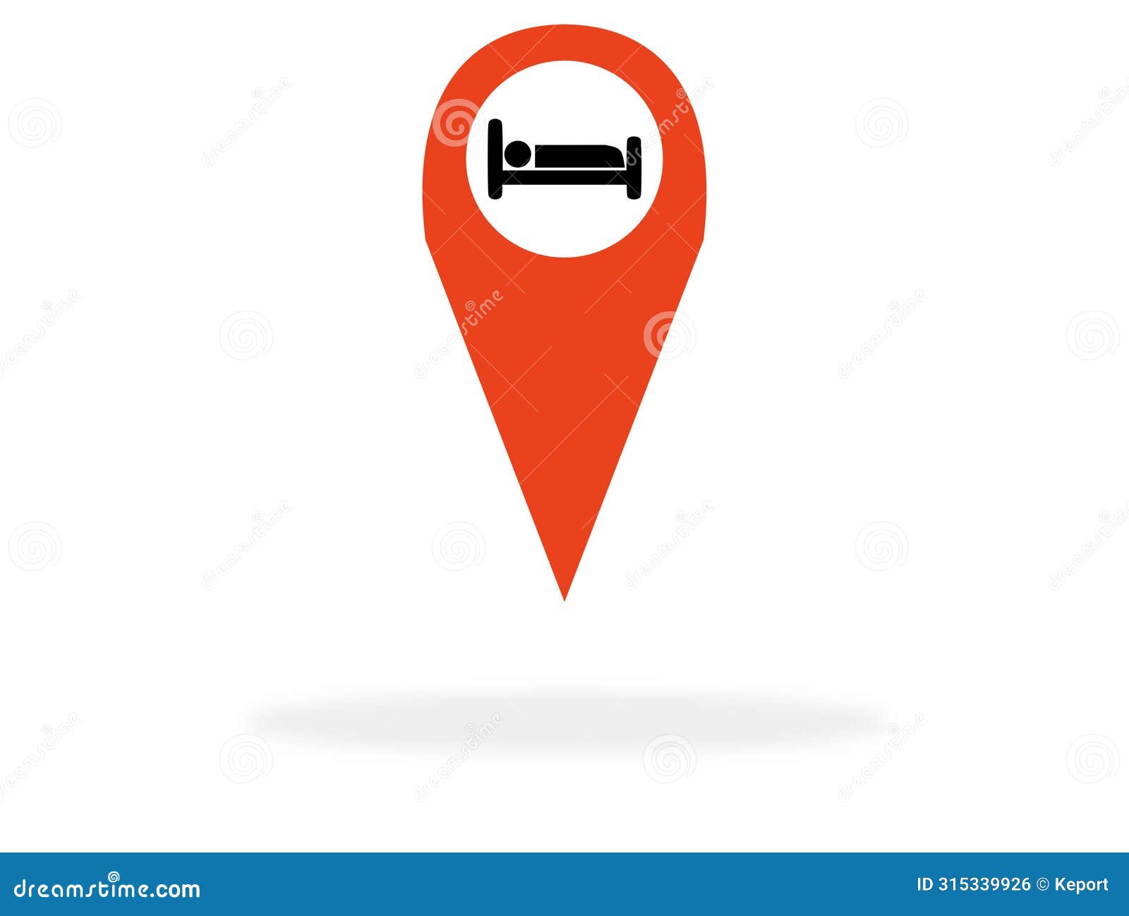 Hotel Icon on Red Marker Symbol with Shadow Stock Illustration ...