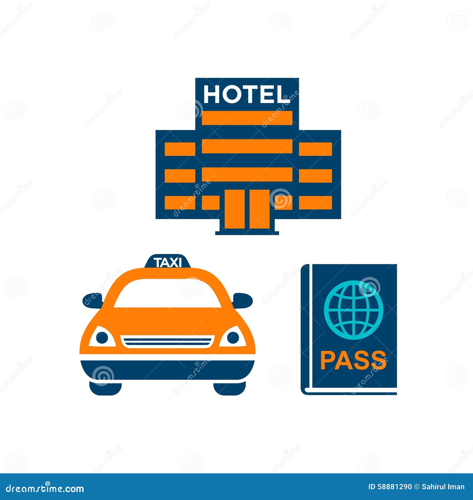 Hotel Icon Set stock vector. Illustration of suitcase - 58881290