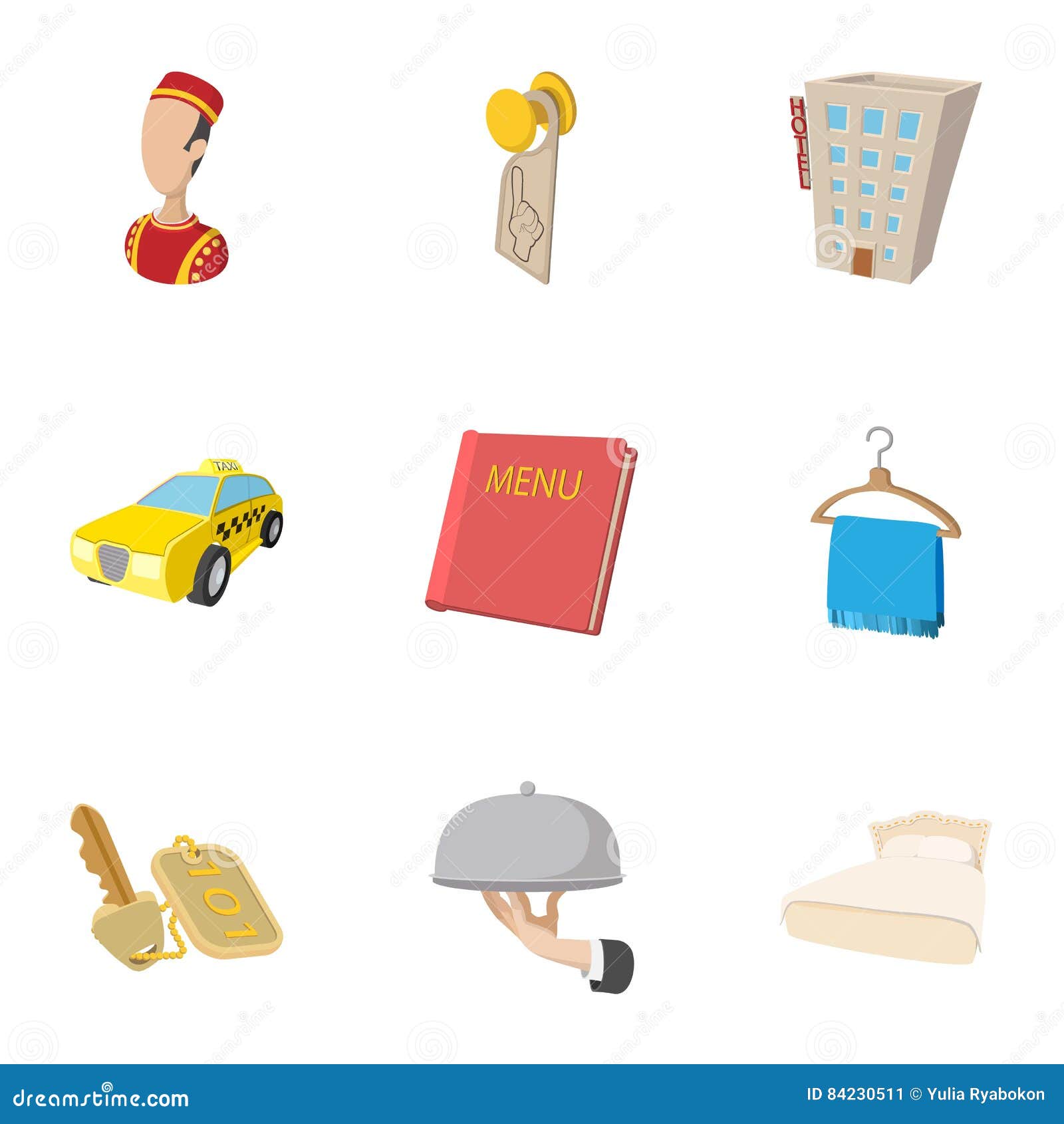 Hotel Icons Set, Cartoon Style Stock Vector - Illustration of hotel ...
