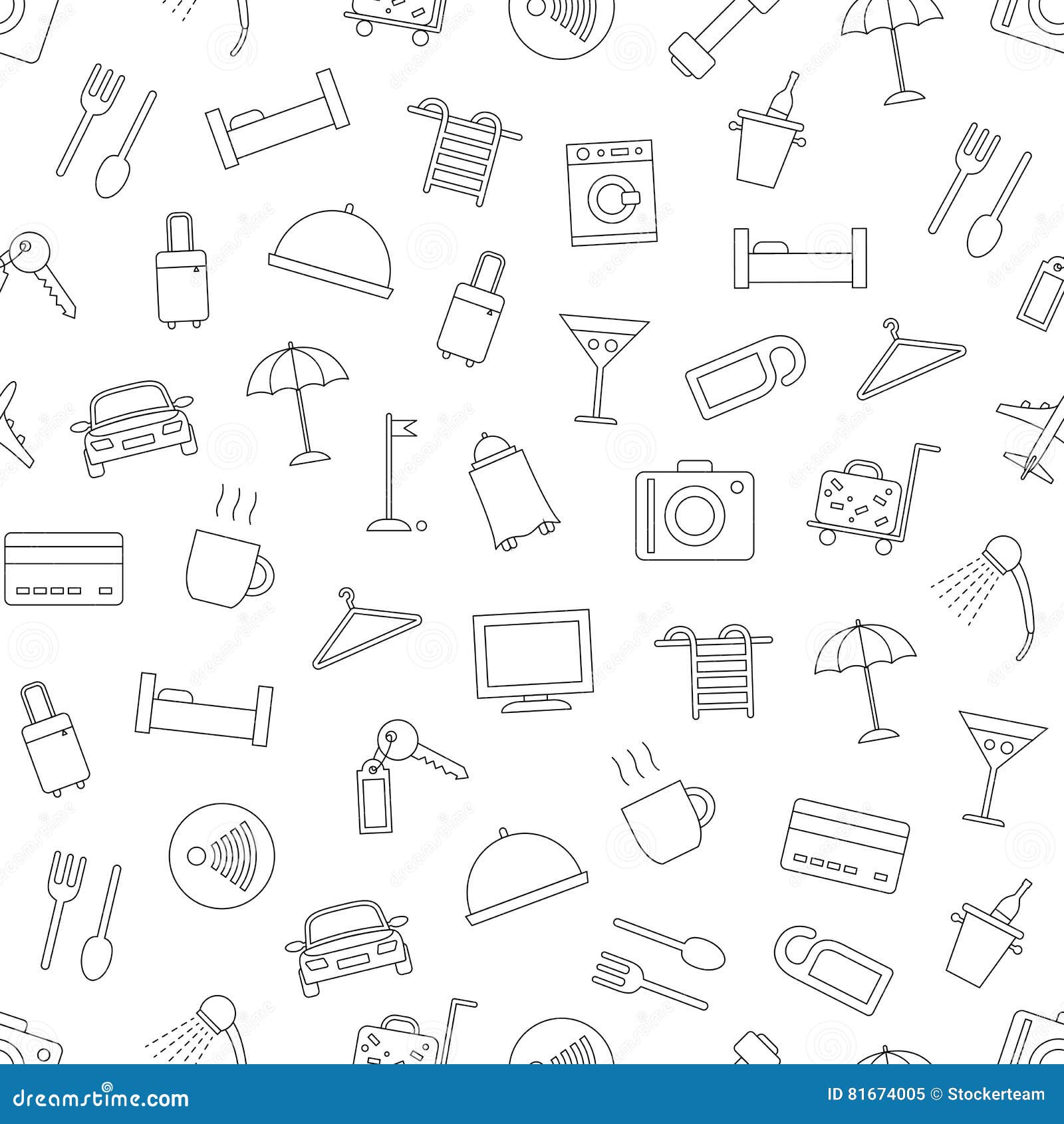 Hotel icons set pattern stock vector. Illustration of holiday - 81674005