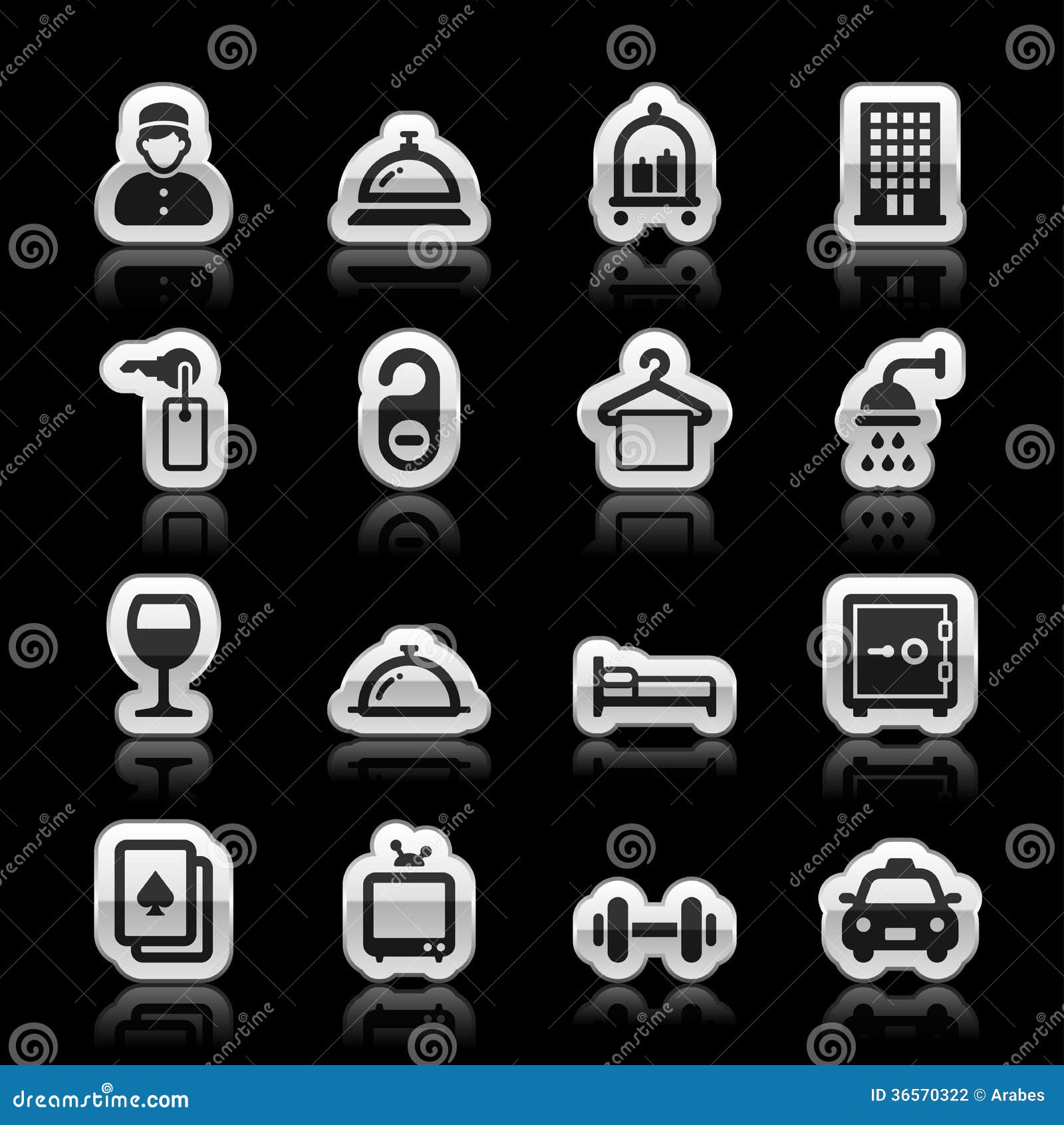 Hotel Icons - Black On White Vector Illustration | CartoonDealer.com ...