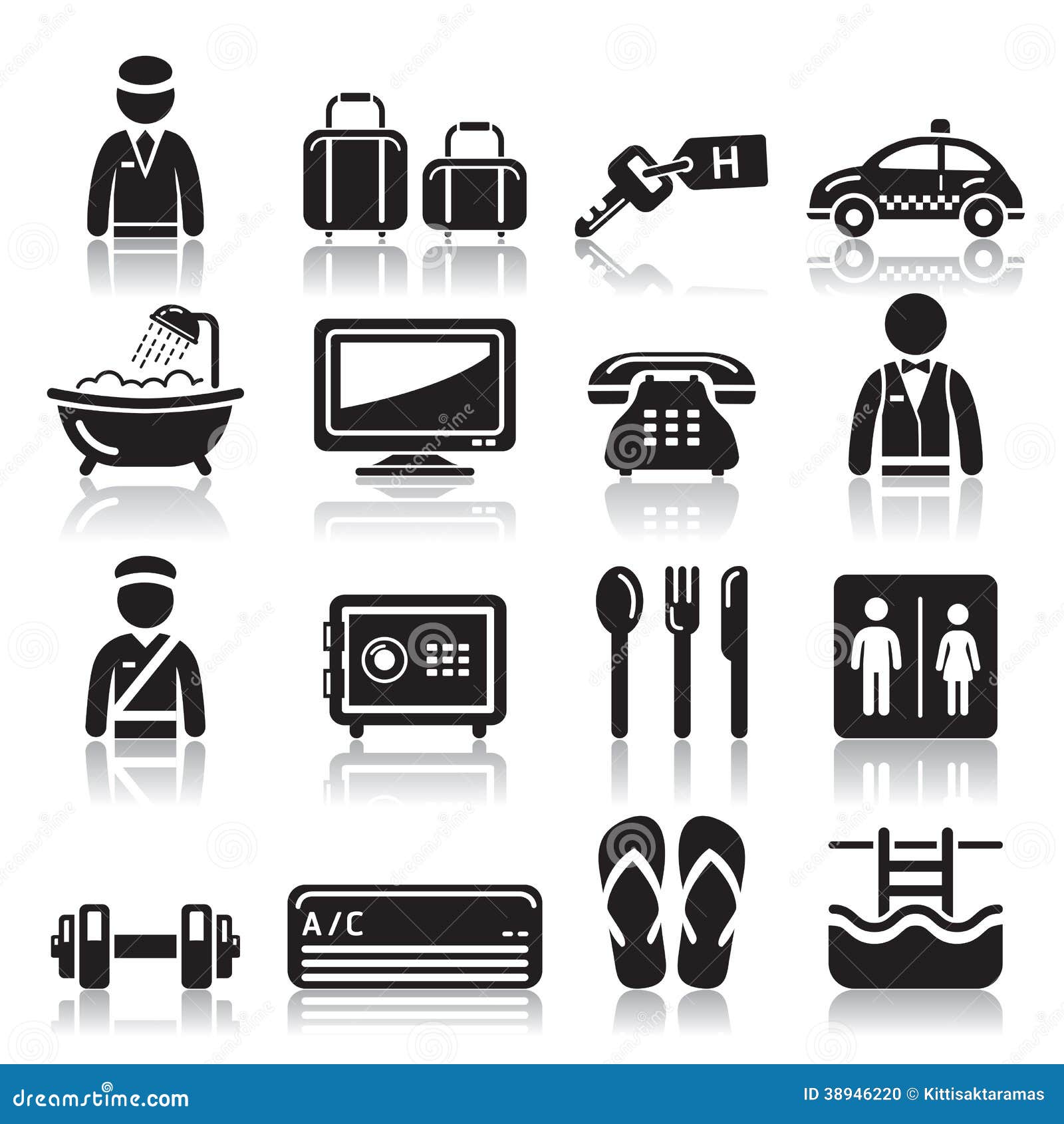 Hotel icons set. stock vector. Illustration of receptionist - 38946220