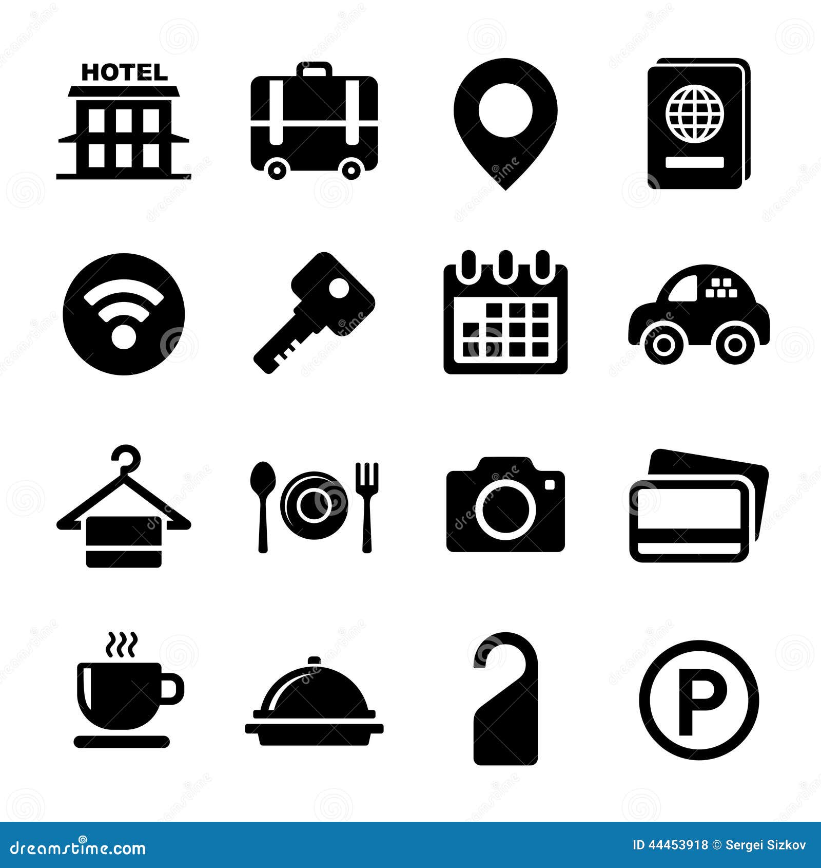 Hotel Icons Set stock vector. Illustration of reception - 44453918