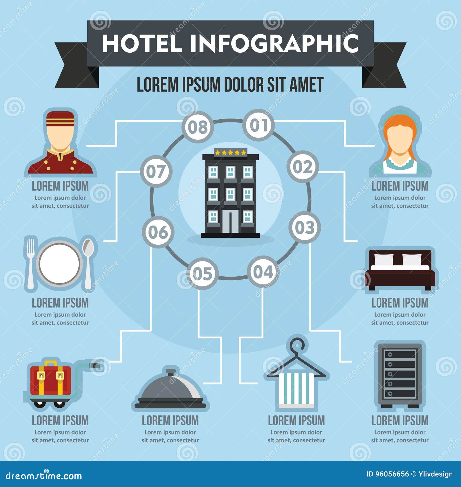 Hotel Infographic Concept, Flat Style Stock Vector - Illustration of ...
