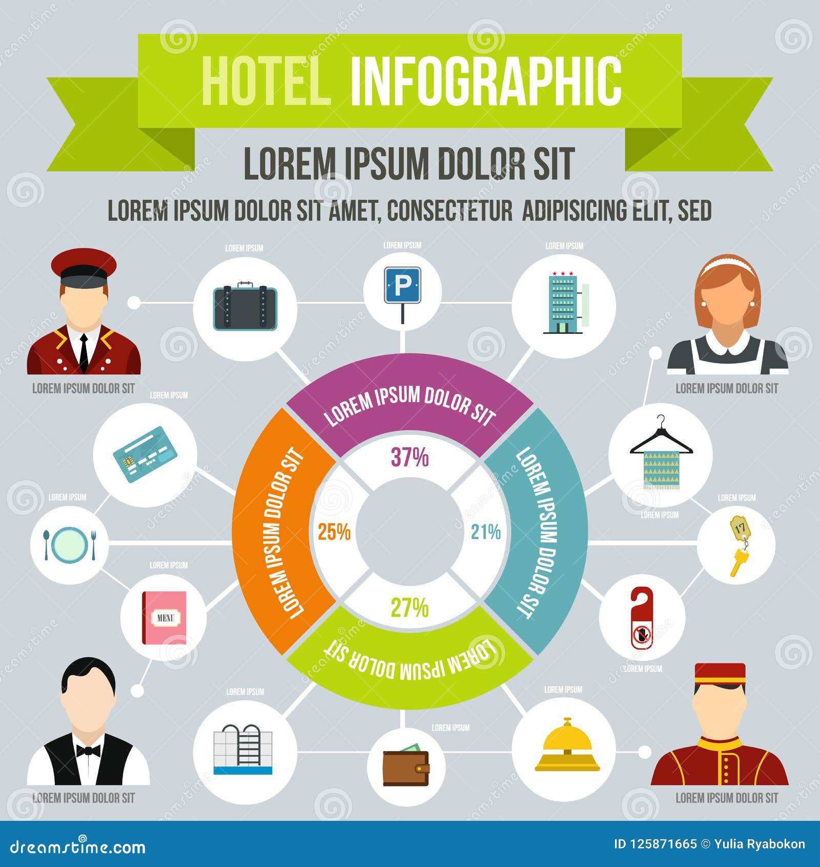 Hotel Infographic, Flat Style Stock Illustration - Illustration of ...
