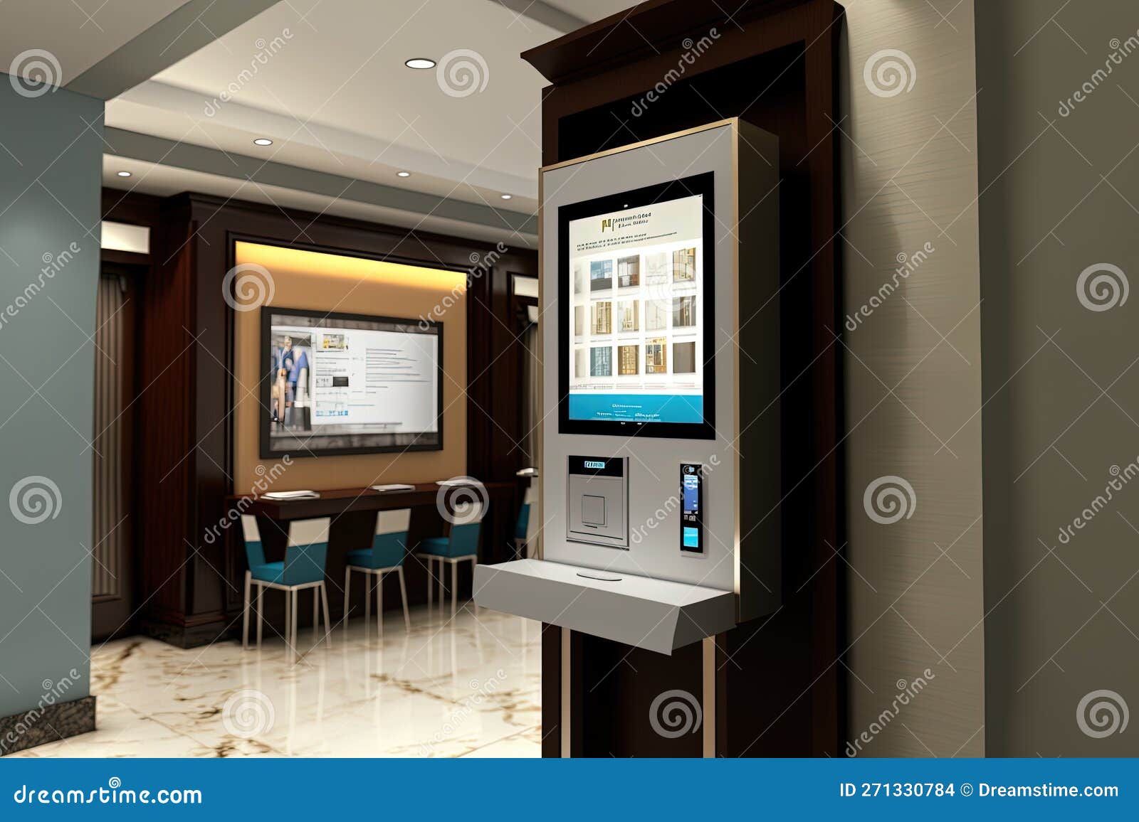 Hotel Interior, Digital Signage, Kiosk Touch. Generative AI Stock ...