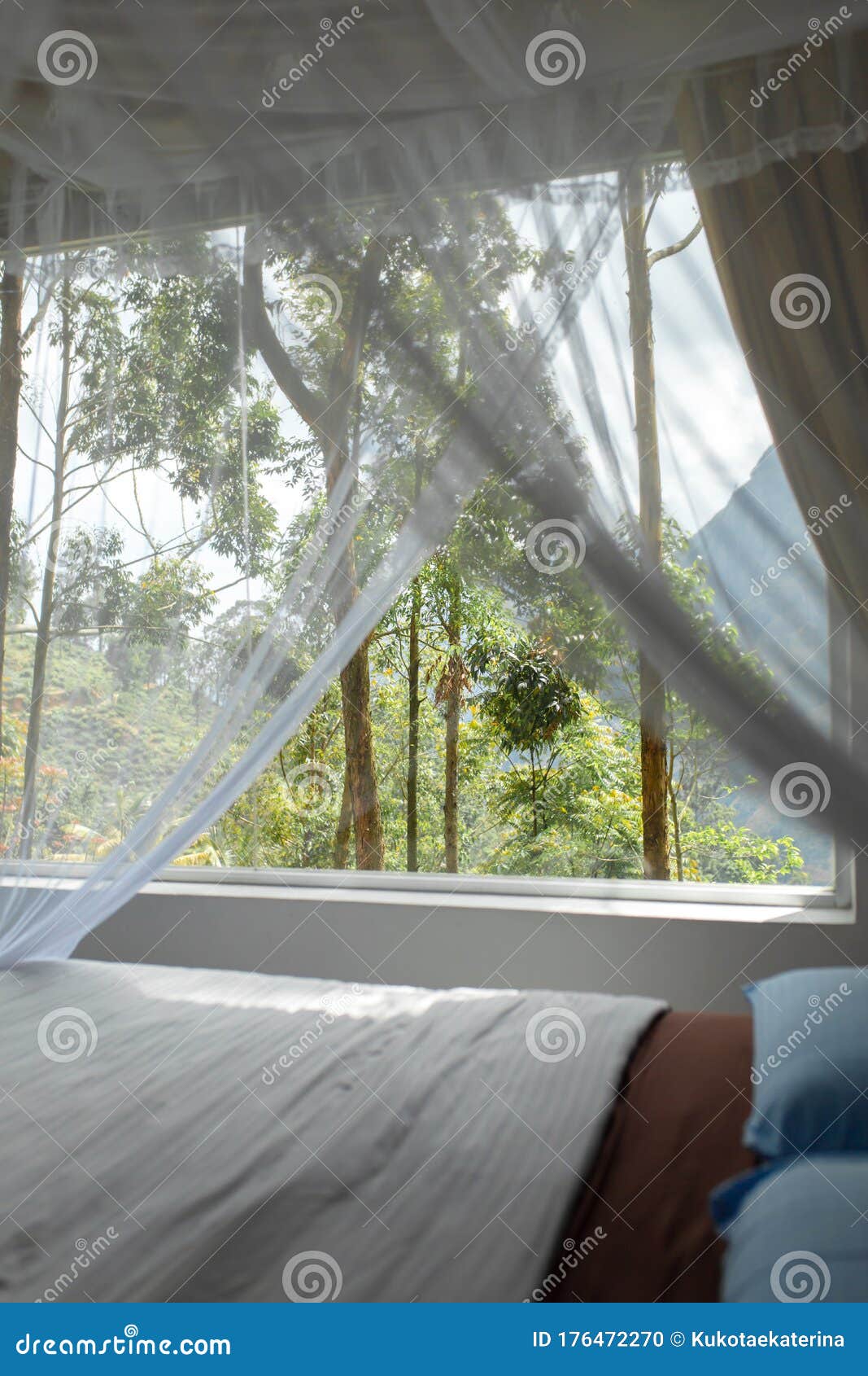 Hotel Interior with Large Panoramic Window and View of Mount Stock ...