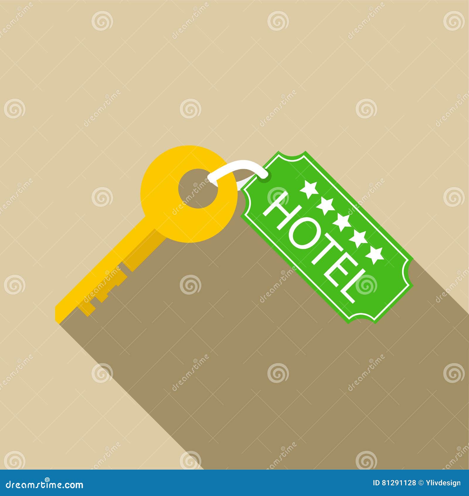 Hotel Key Icon in Flat Style Stock Vector - Illustration of residential ...