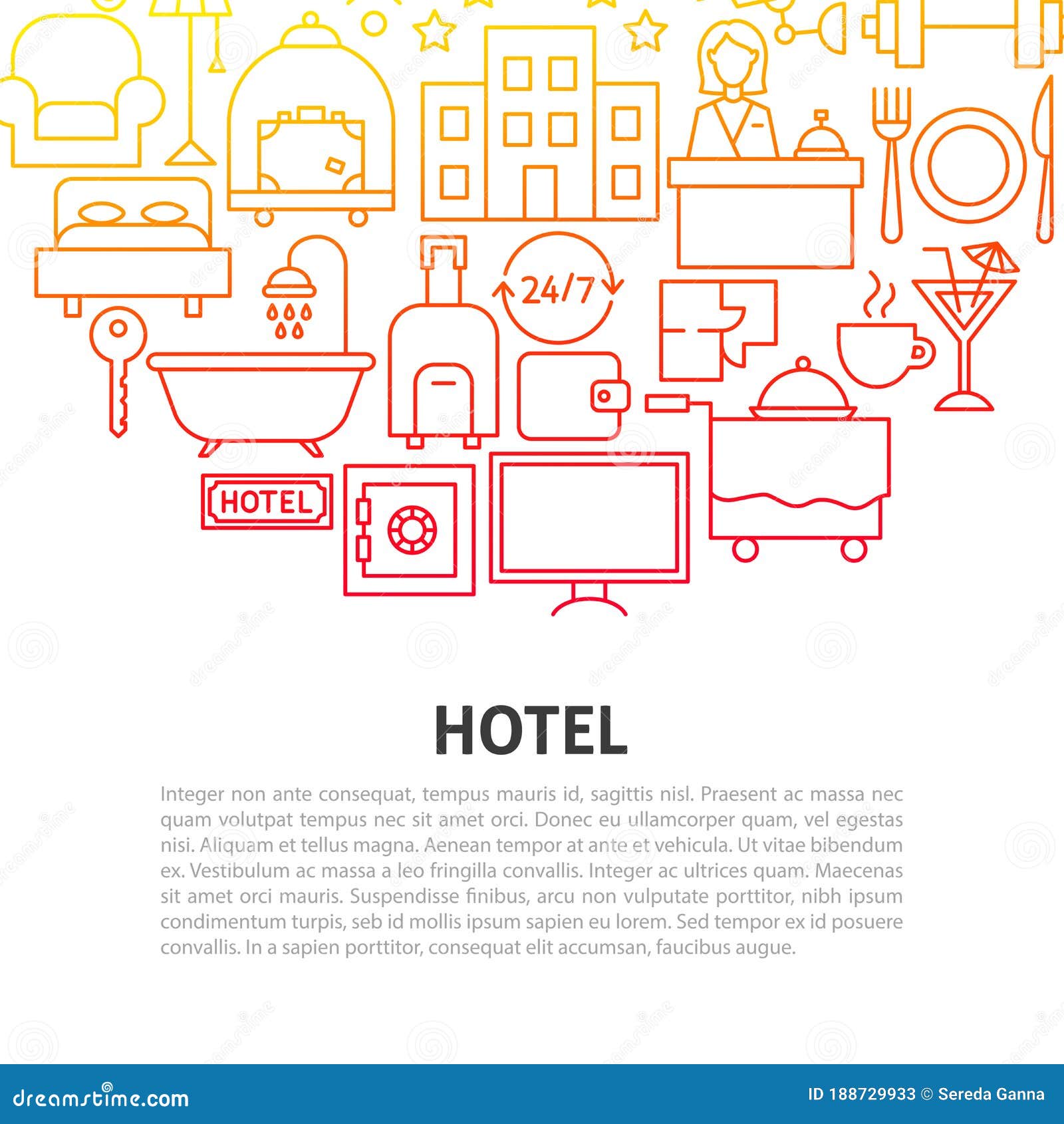 Hotel Line Concept stock vector. Illustration of flat - 188729933