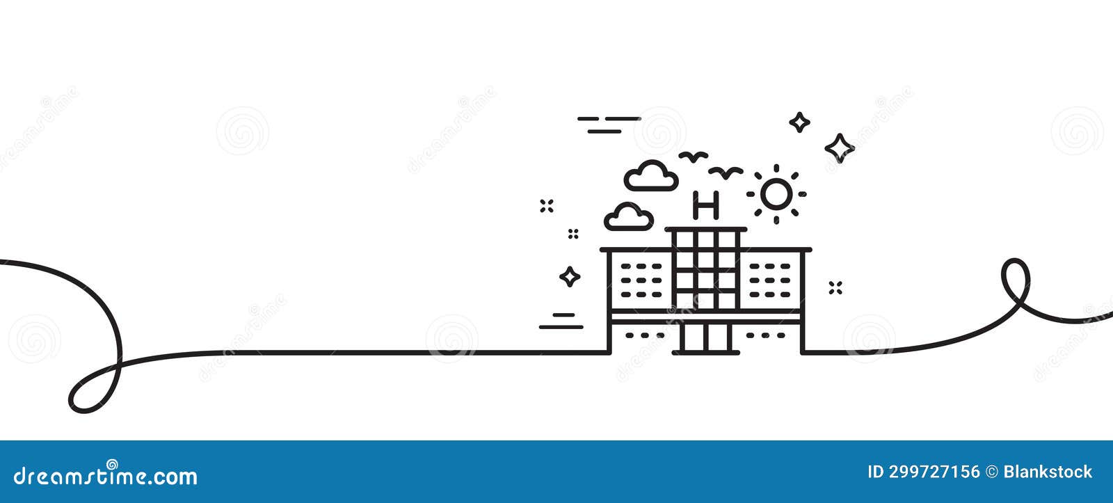 Hotel Line Icon. Travel Sign. Continuous Line with Curl. Vector Stock ...