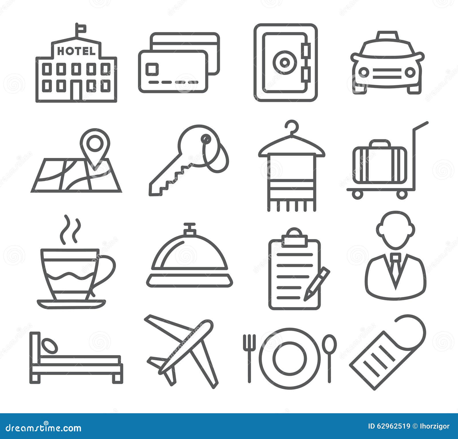 Hotel Line Icons stock vector. Illustration of bath, icon - 62962519