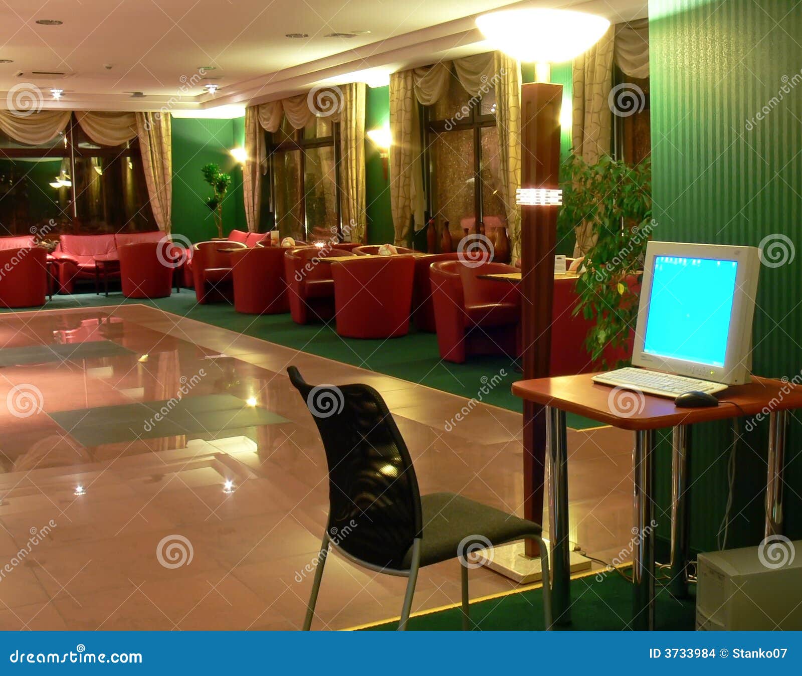 Hotel lobby stock photo. Image of decor, electronics, chairs - 3733984