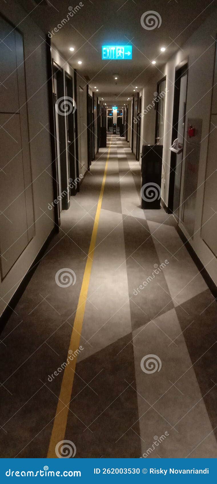 Hotel Lobby at Night, Showing & X22;exit& X22; Sign Stock Photo - Image ...