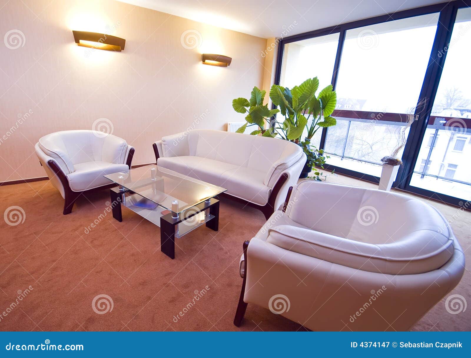 Hotel lobby sofas stock image. Image of indoor, leather - 4374147
