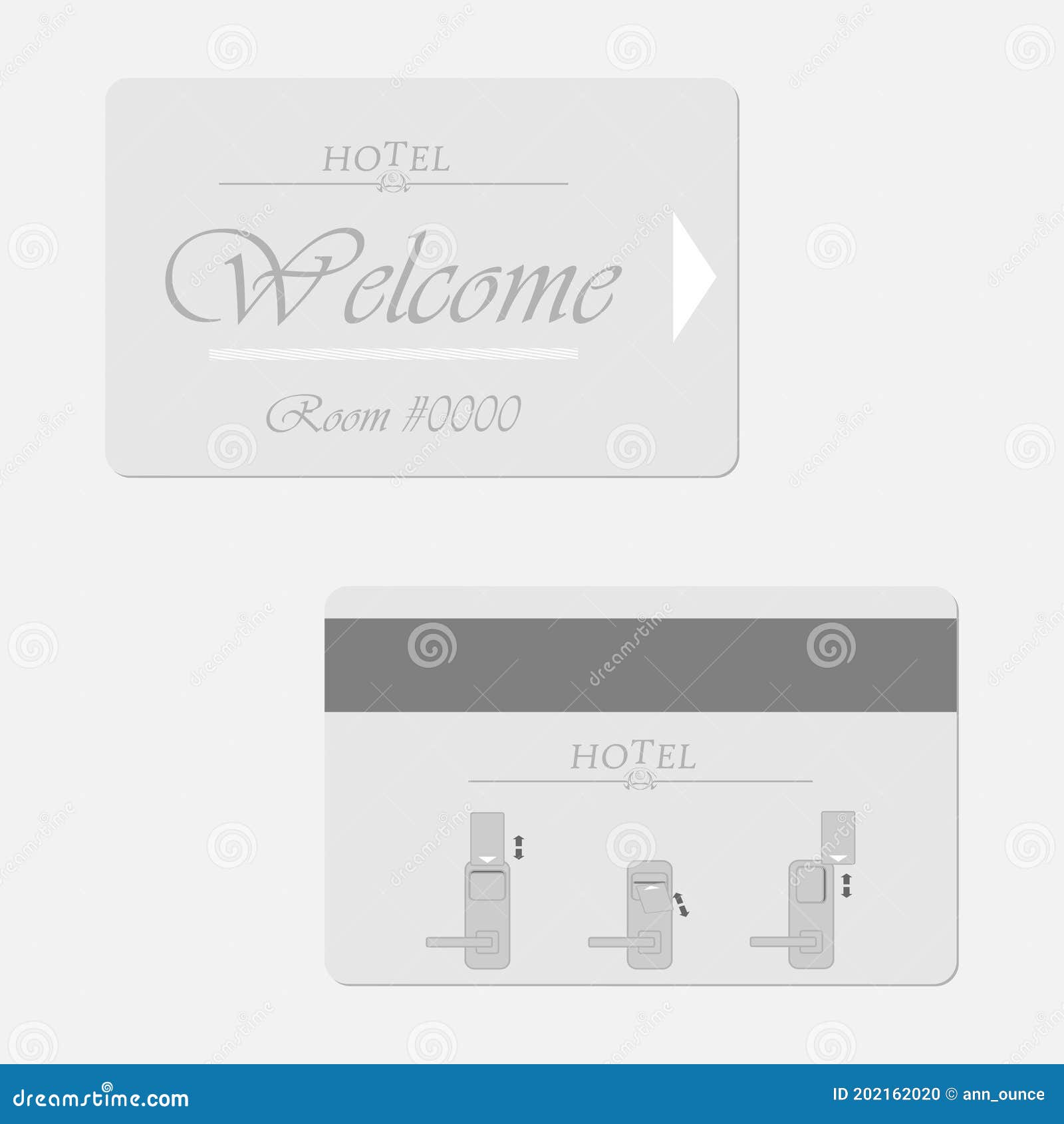 Hotel Magnetic Stripe Key Card - Front And Back, Vector Template ...