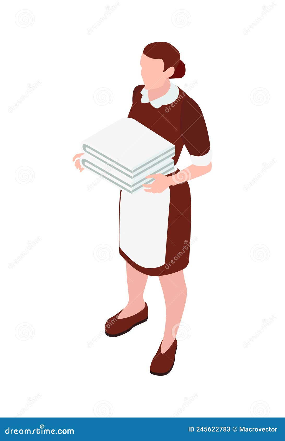 Hotel Maid Holding Clean Towels Smiling Cartoon Character | CartoonDealer.com #322391241