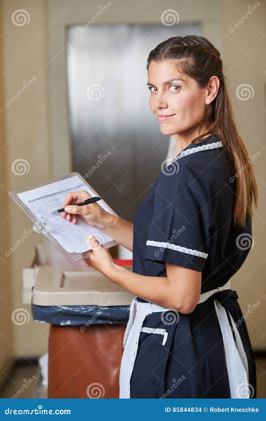 Hotel Maid with Quality Checklist Stock Photo - Image of housecleaning ...