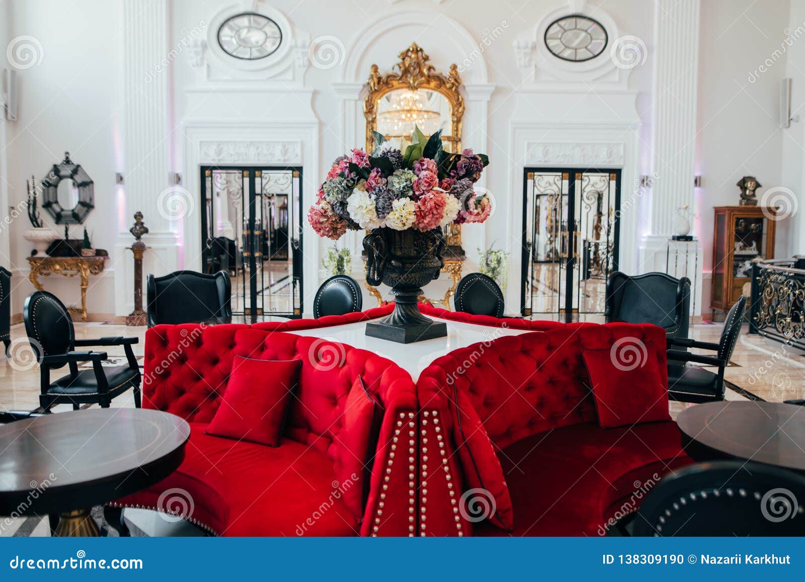 Hotel - Main Entrance, Luxurious Hall and Couch Stock Photo - Image of ...