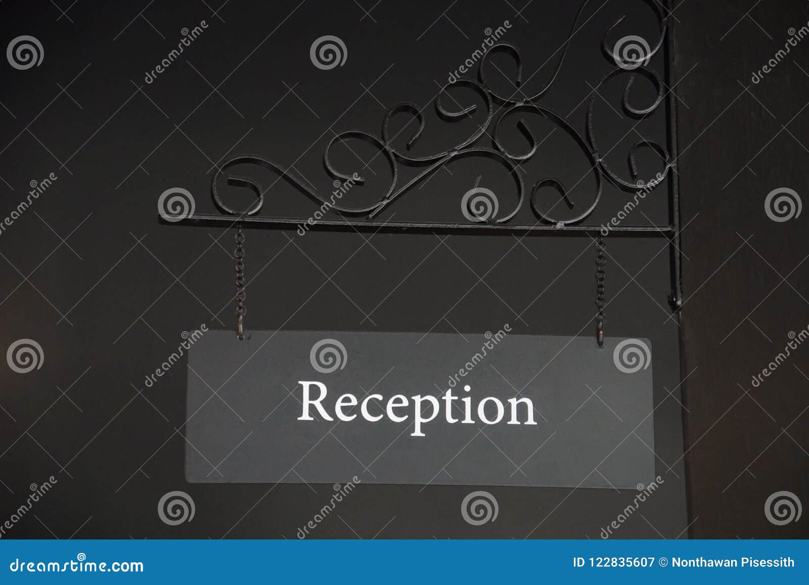 Hotel Modern Reception Sign Stock Image - Image of metal, concierge ...