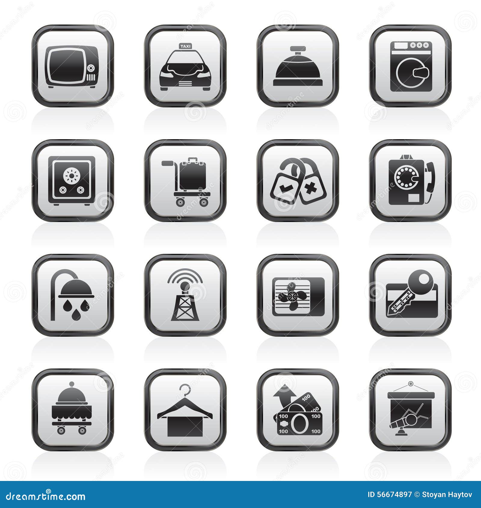 Facilities Icons Set, Cartoon Style Vector Illustration | CartoonDealer ...