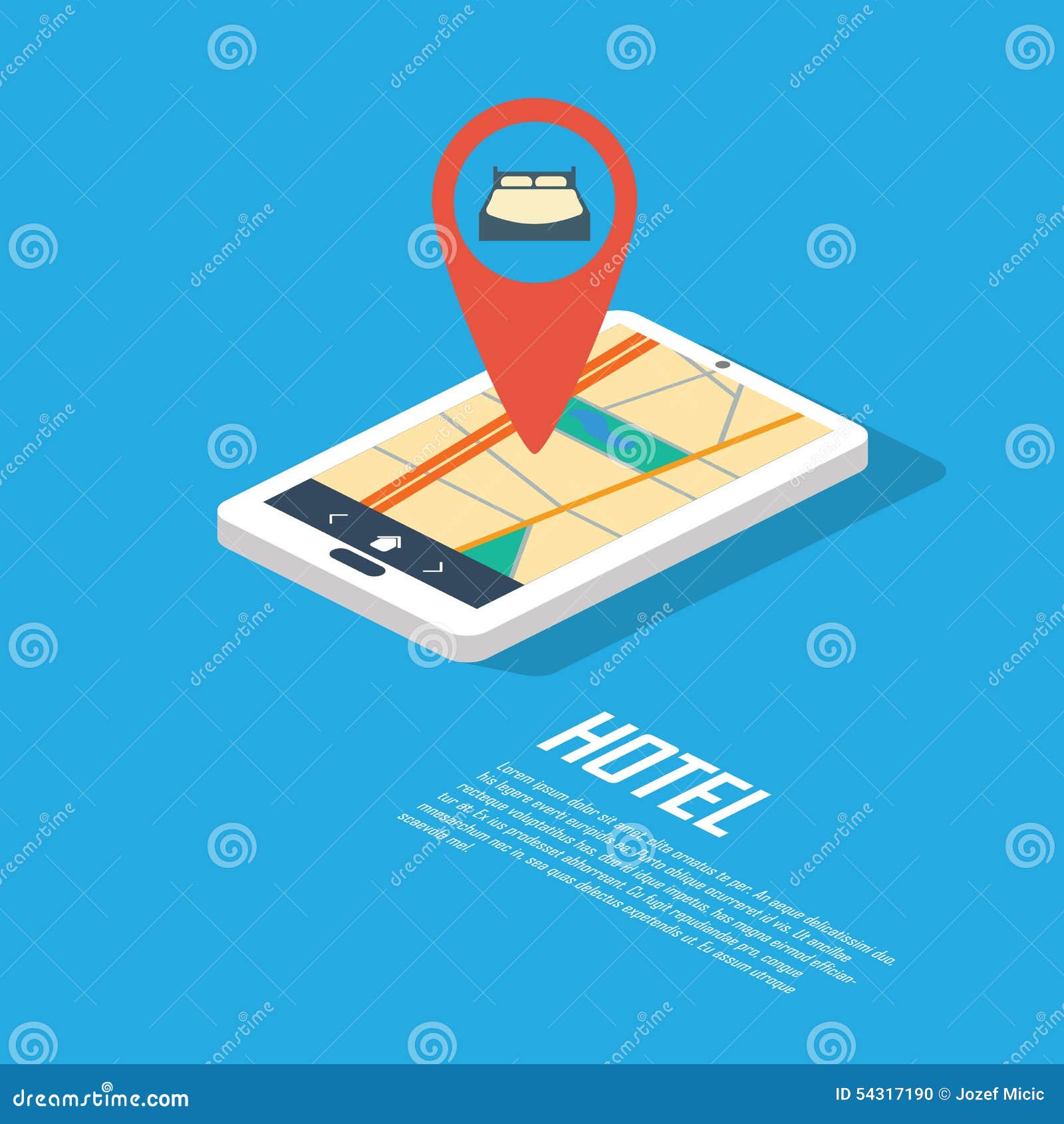 Hotel Navigation Point and Pin. Smartphone Gps Stock Vector ...