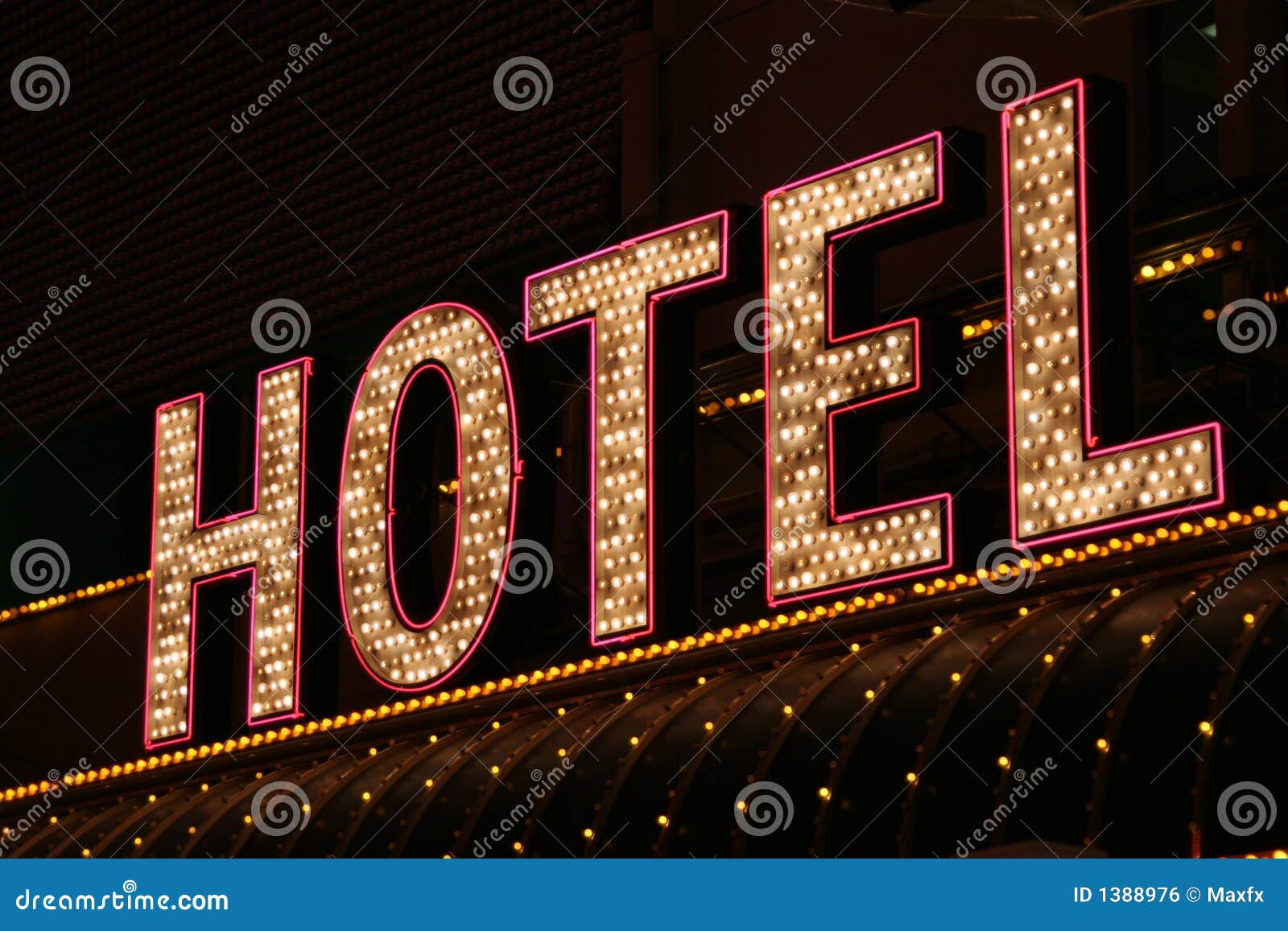 Hotel neon lights stock photo. Image of bright, accomodation - 1388976