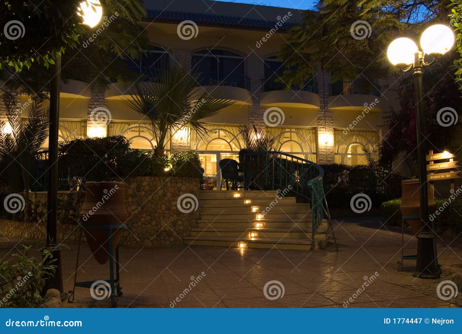 Hotel at night stock image. Image of light, elegant, colorful - 1774447