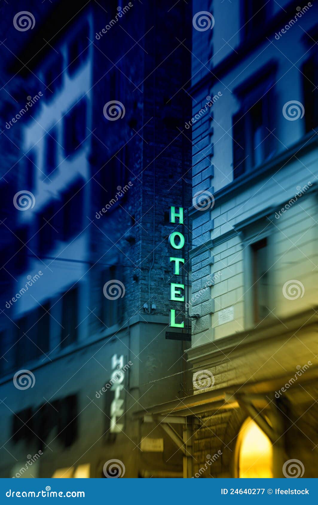 Hotel in the night stock image. Image of desk, business - 24640277