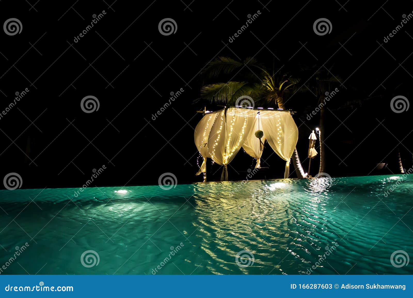 Hotel Night Beautifully Swimming Pool Stock Image - Image of dark ...