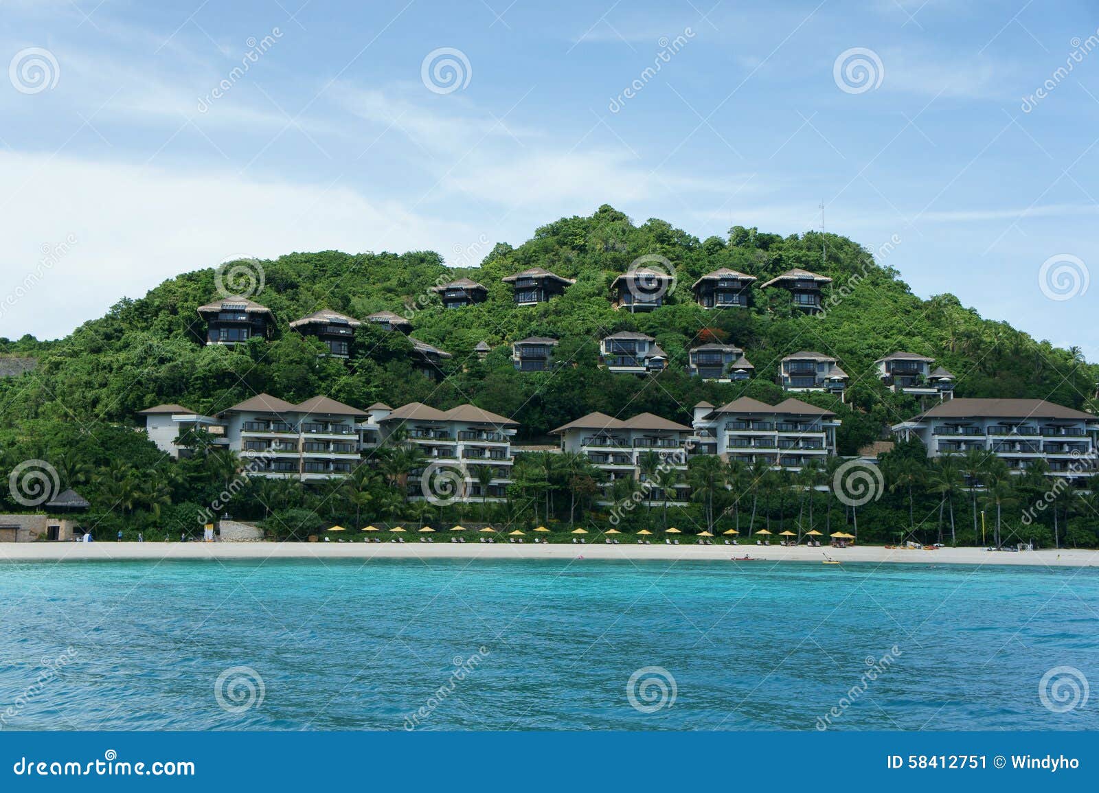Hotel with Ocean View on the Hill Stock Image - Image of real, beach ...