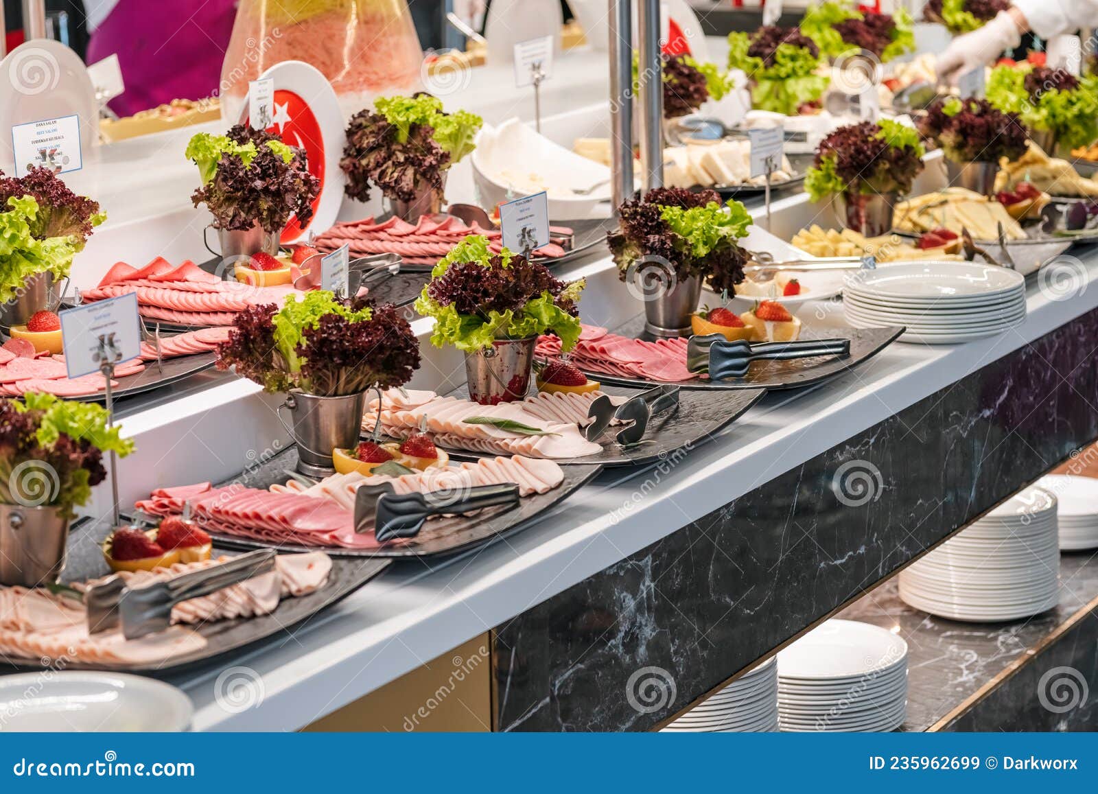 Raw Of Open Buffet Stainless Steel Plates Stock Photo | CartoonDealer ...