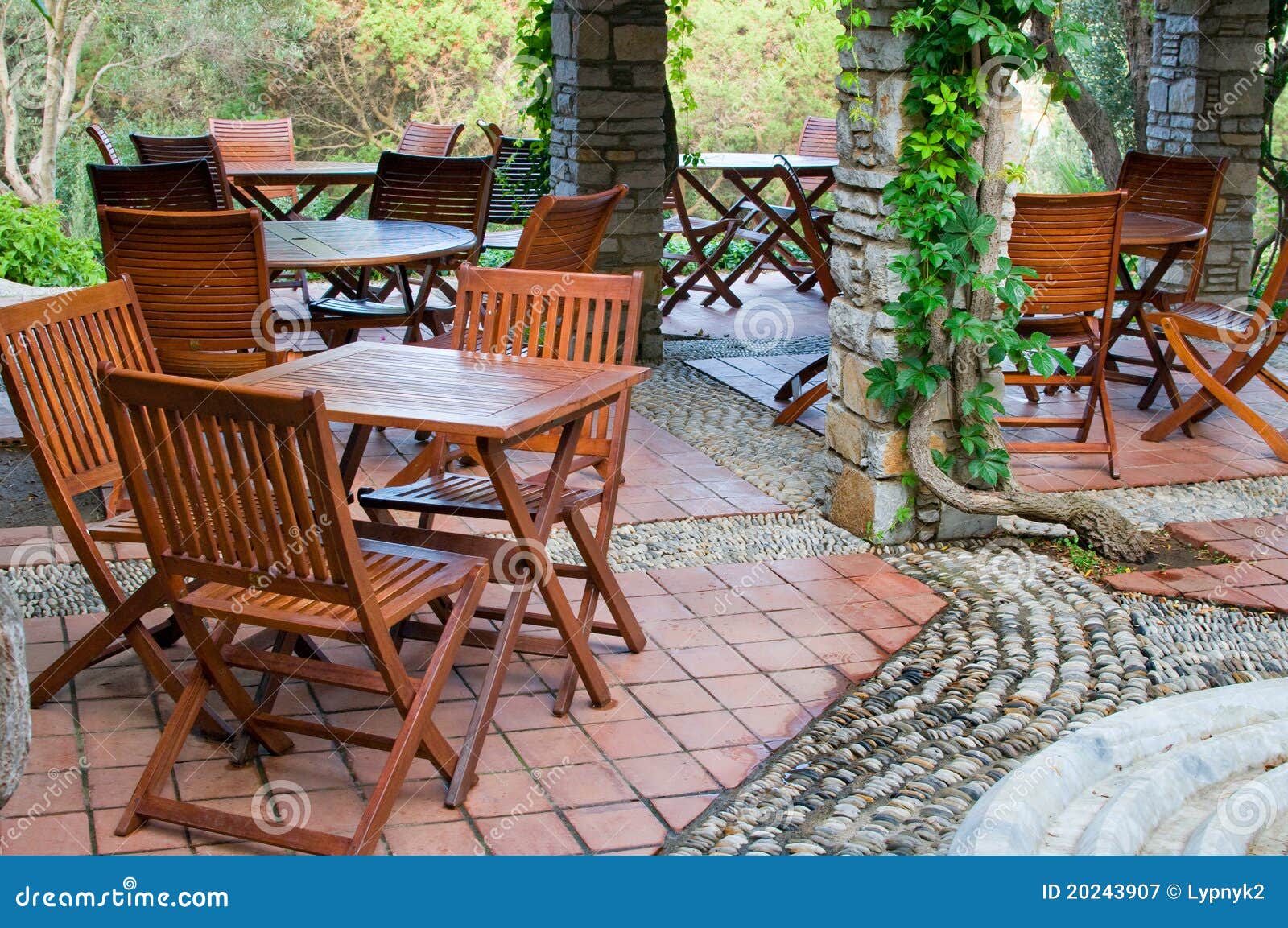 Hotel Patio with Tables and Chairs. Stock Image - Image of relaxation ...