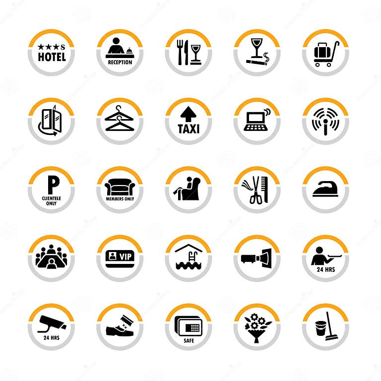 Hotel pictograms stock vector. Illustration of cigarette - 19224612