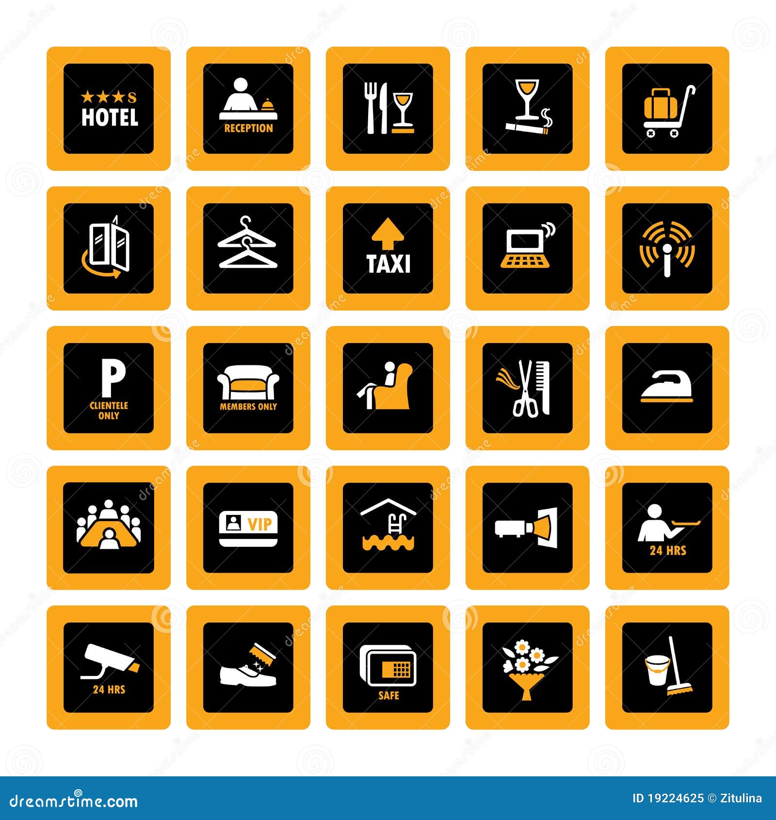 Hotel pictograms inverse stock vector. Illustration of revolving - 19224625