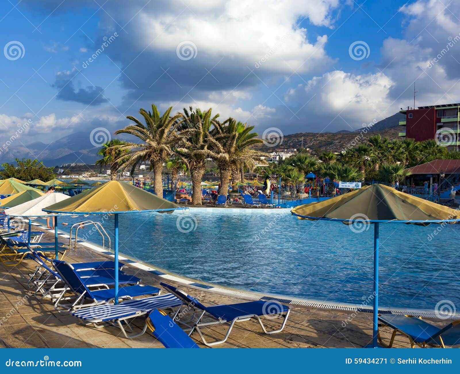 Hotel Pool in Hersonissos, Crete Editorial Photo - Image of nature ...