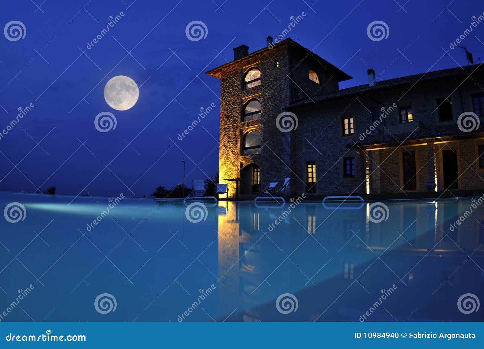 Hotel pool at night stock photo. Image of outdoor, moon - 10984940