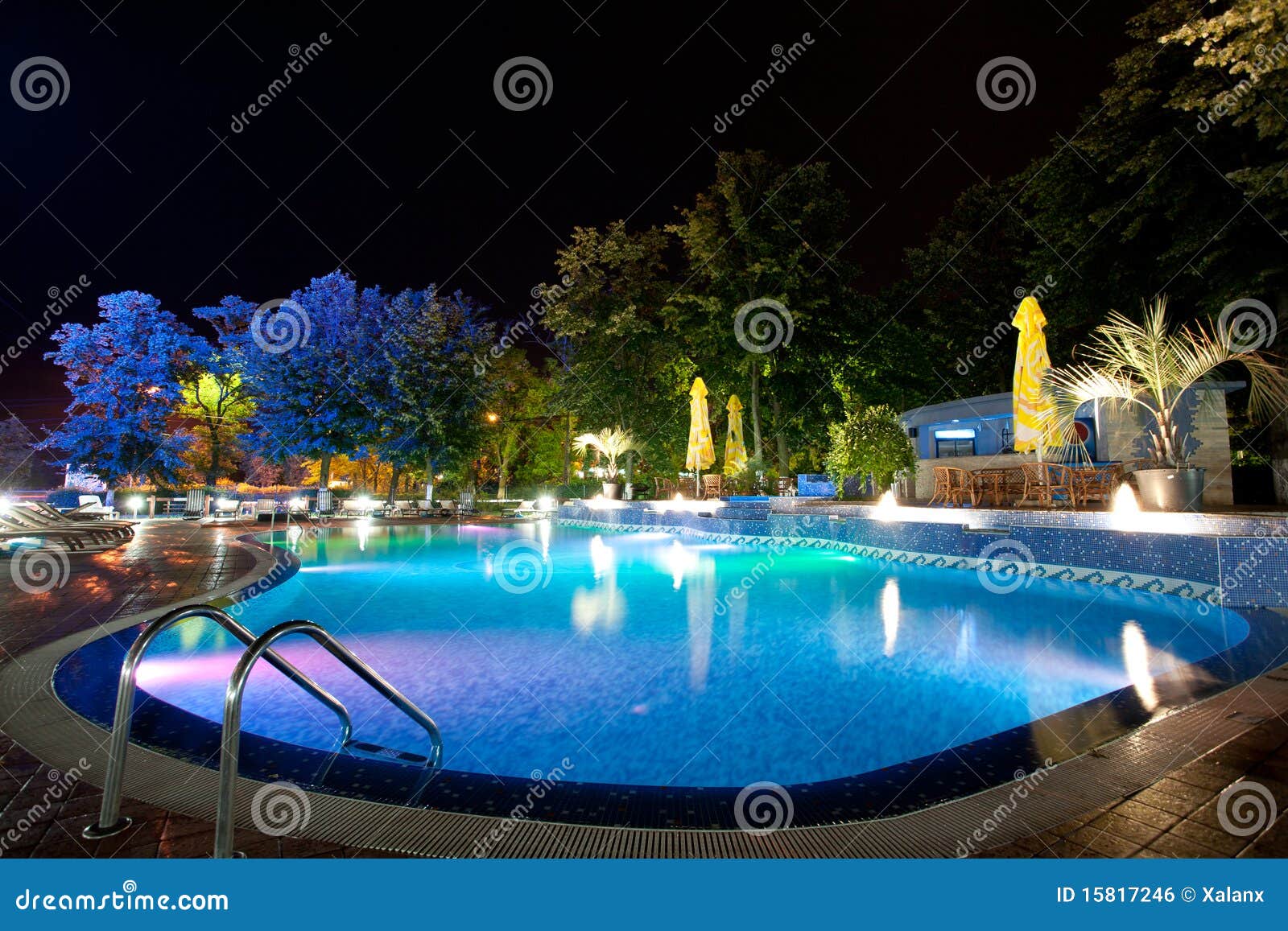 Hotel pool at night stock photo. Image of colorful, vacation - 15817246