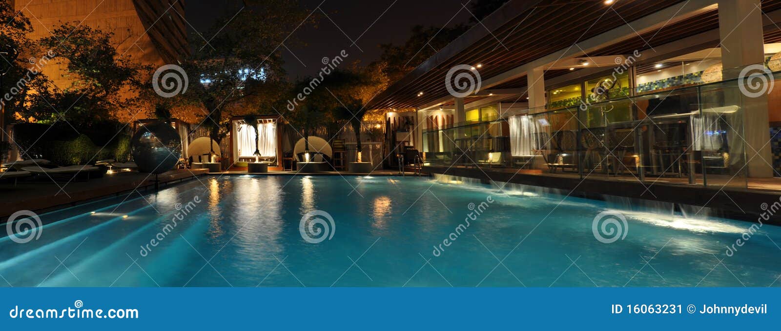 Hotel Pool at Night stock image. Image of pool, idyllic - 16063231