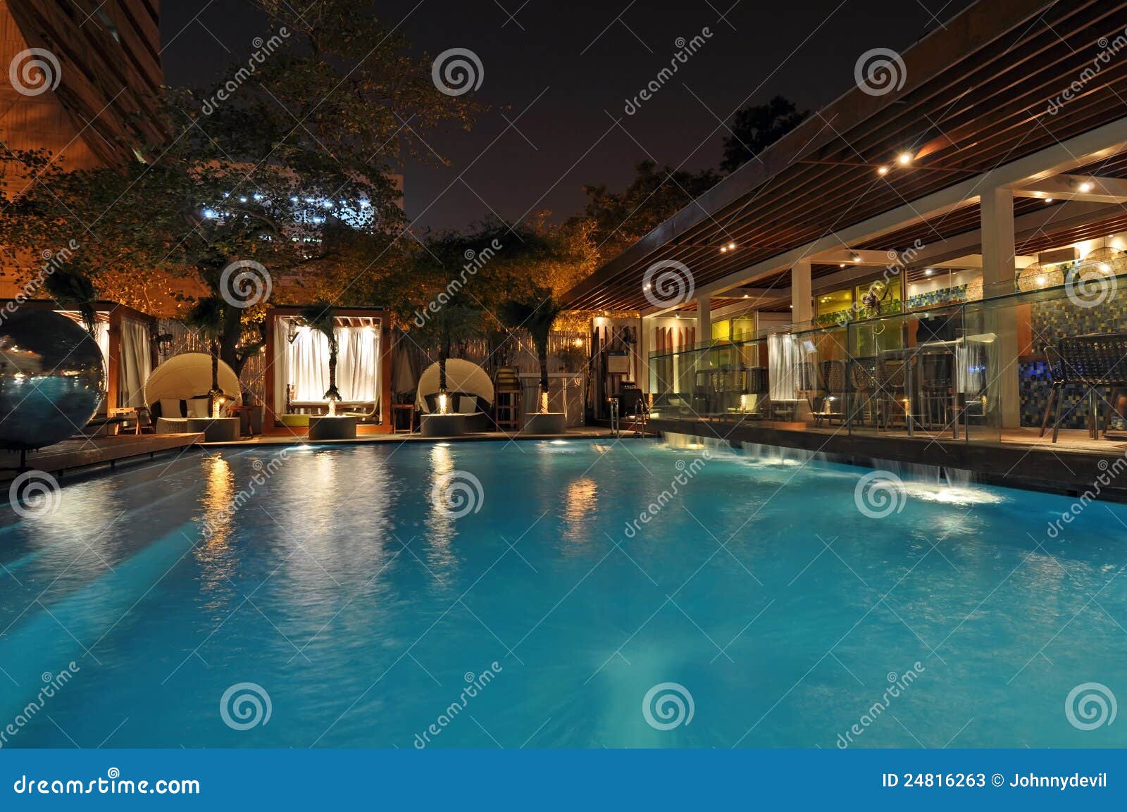 Hotel Pool at Night stock image. Image of quiet, dark - 24816263